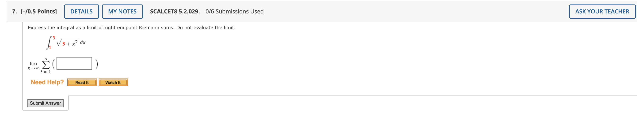 Solved Points]SCALCET8 5.2.029. 0/6 ﻿Submissions UsedExpress | Chegg.com