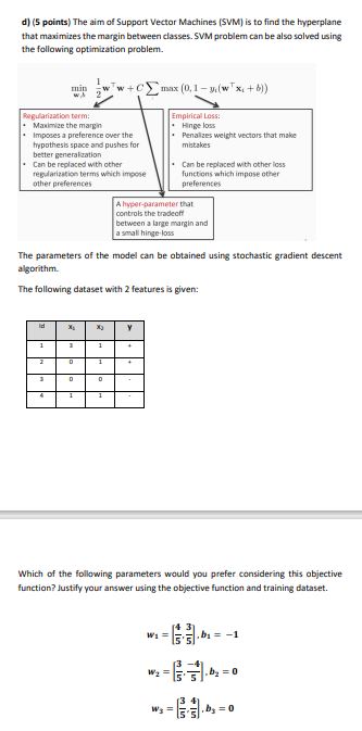 Solved a) (10 points) Given the two following training | Chegg.com
