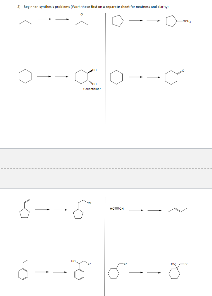 Solved 2) Beginner synthesis problems (Work these first on a | Chegg.com