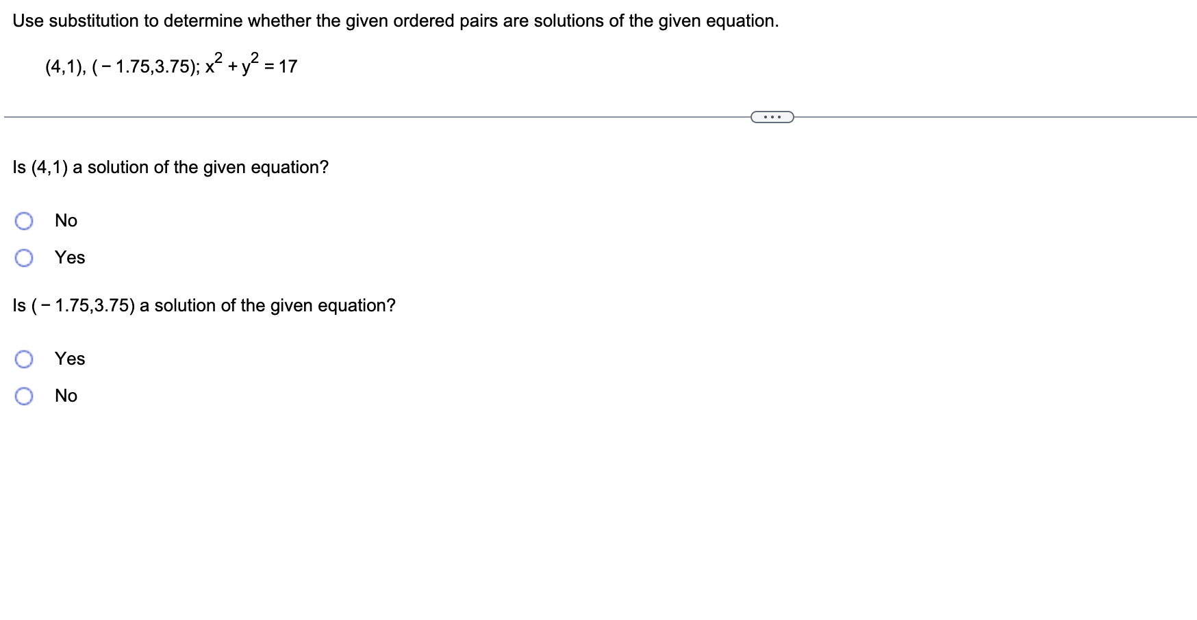 Use substitution to determine whether the given | Chegg.com