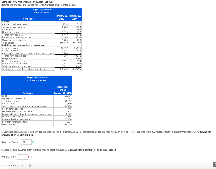 Solved Compute ROA, Profit Margin, and Asset Turnover Refer | Chegg.com