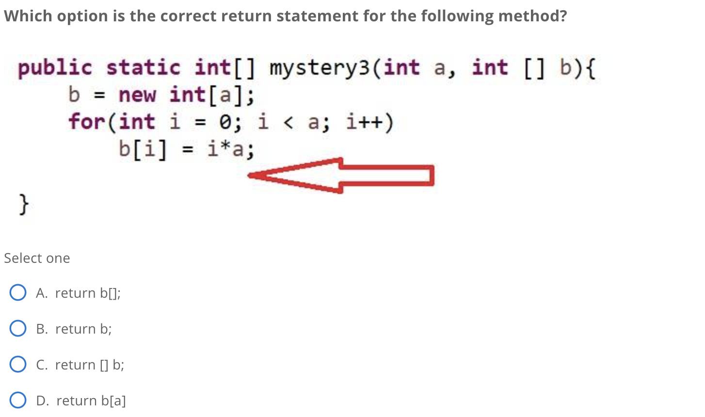 Solved Which option is the correct return statement for the | Chegg.com