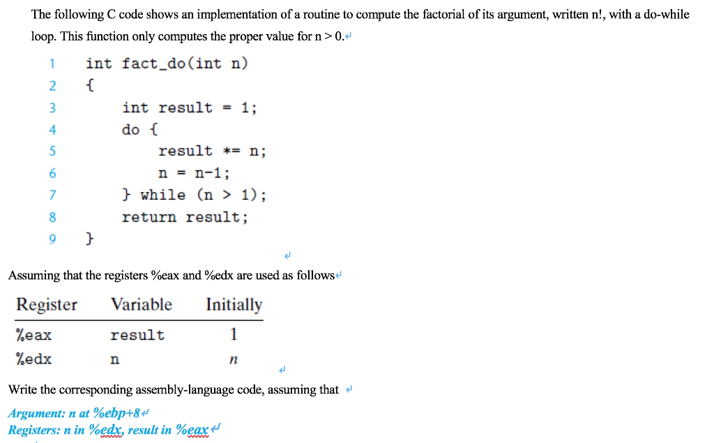 Solved The following C code shows an implementation of a | Chegg.com