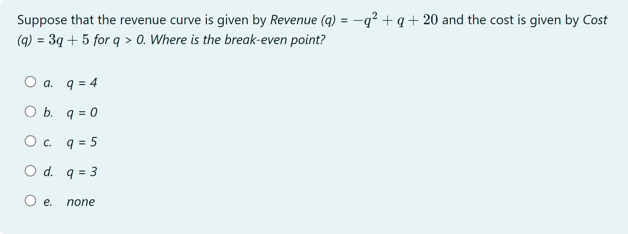 Solved Suppose that the revenue curve is given by Revenue | Chegg.com