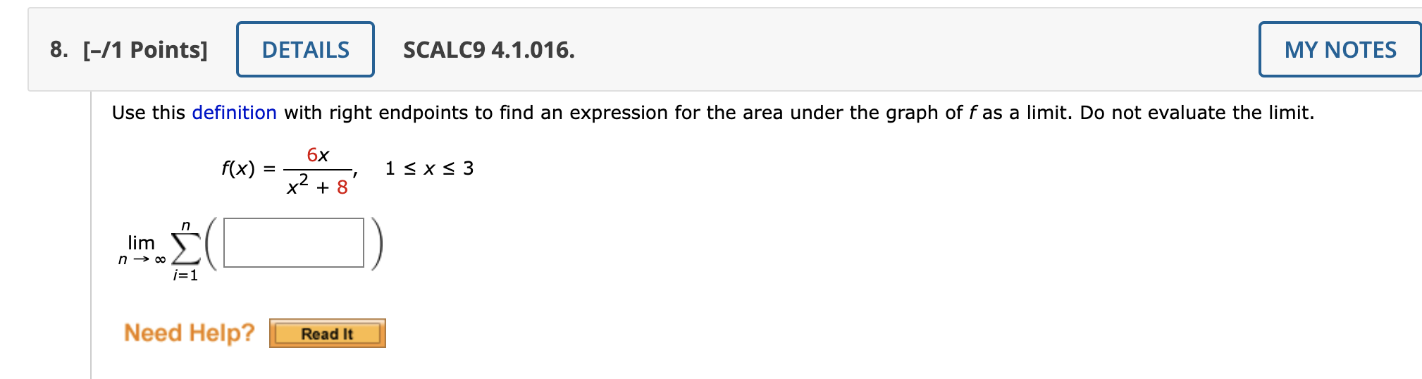 Solved [-/1 Points] SCALC9 4.1.016. Use this definition with | Chegg.com