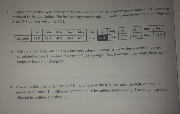 Solved 2.) Imagine that an error was made when the data | Chegg.com