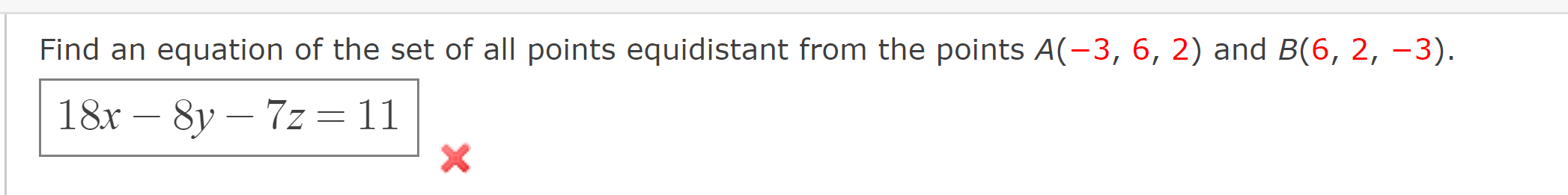 Solved Find an equation of the set of all points equidistant | Chegg.com