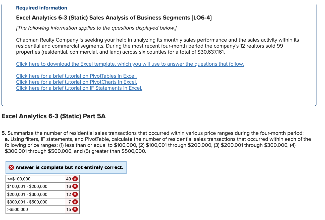 Solved Required information Excel Analytics 6-3 (Static) | Chegg.com