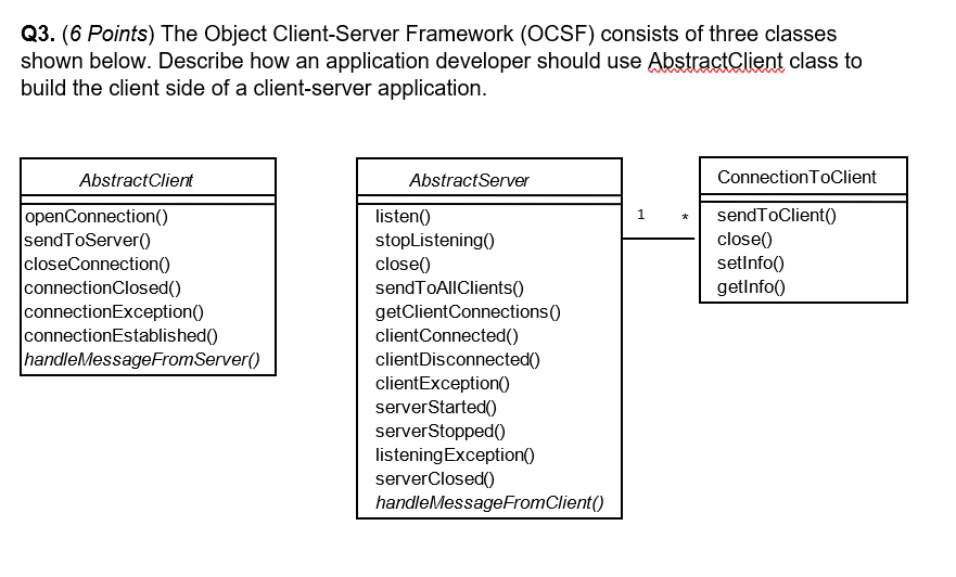 Solved Q3. (6 Points) The Object Client-Server Framework | Chegg.com