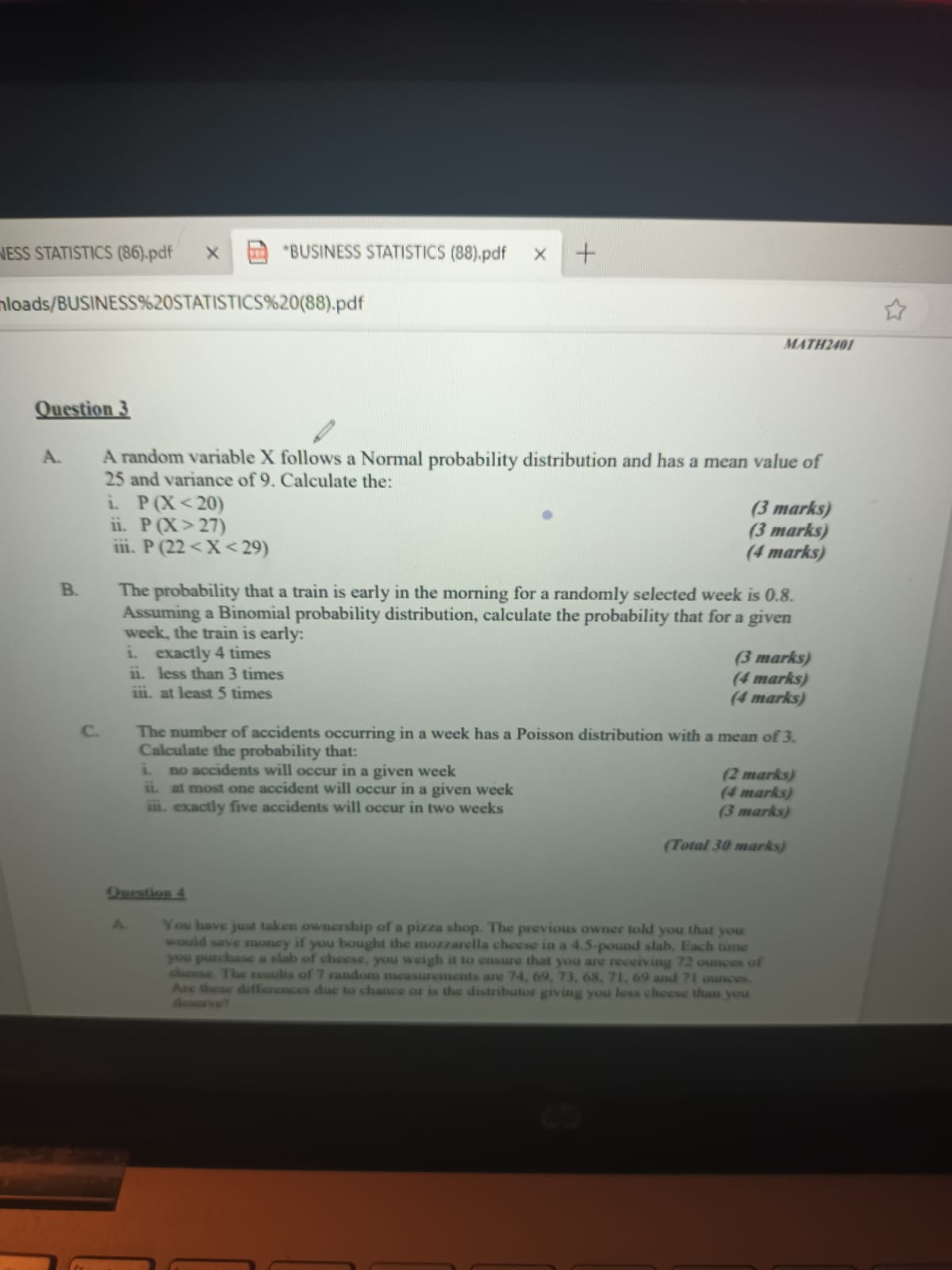 Solved A random variable \\( \\mathrm{X} \\) follows a | Chegg.com