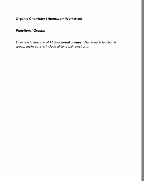 Solved Organic Chemistry I Homework Worksheet Functional | Chegg.com