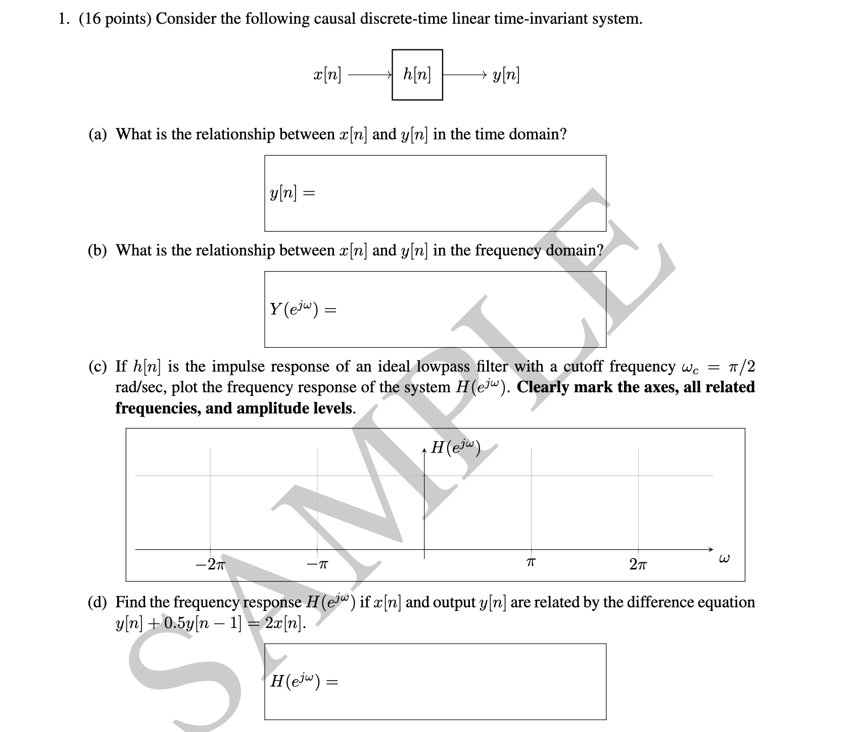 Solved (16 points) Consider the following causal | Chegg.com