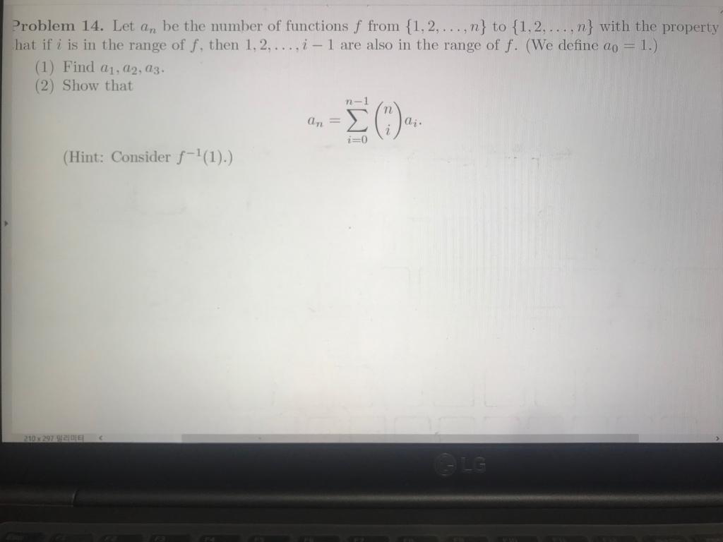 Solved Problem 14. Let an be the number of functions f from | Chegg.com