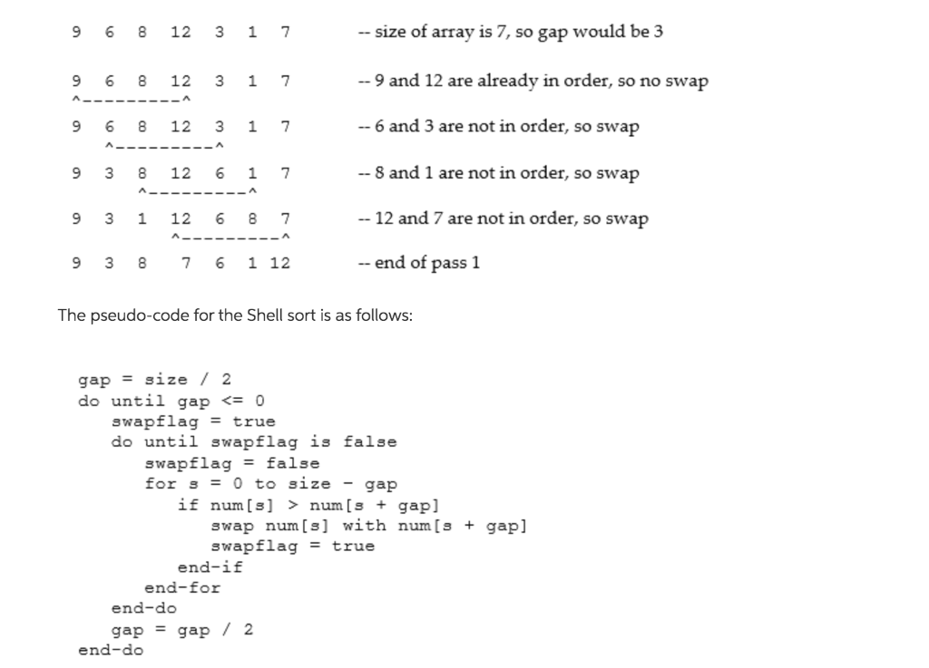 The Shell sort is a variation of the bubble sort. | Chegg.com