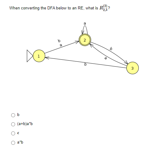 Solved When converting the DFA below to an RE, what is R?? a | Chegg.com