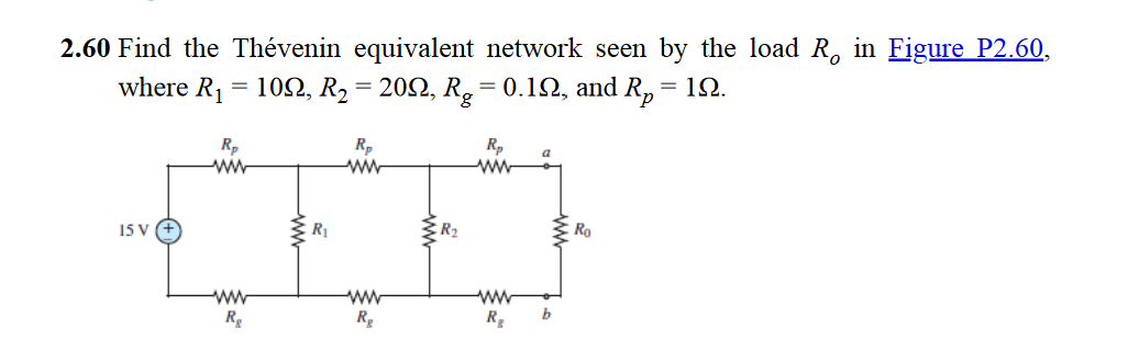 Solved 2.60 Find the Thévenin equivalent network seen by the | Chegg.com