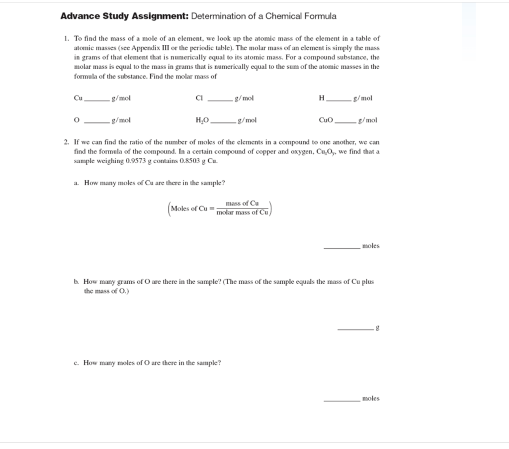 Solved Advance Study Assignment: Determination of a Chemical | Chegg.com
