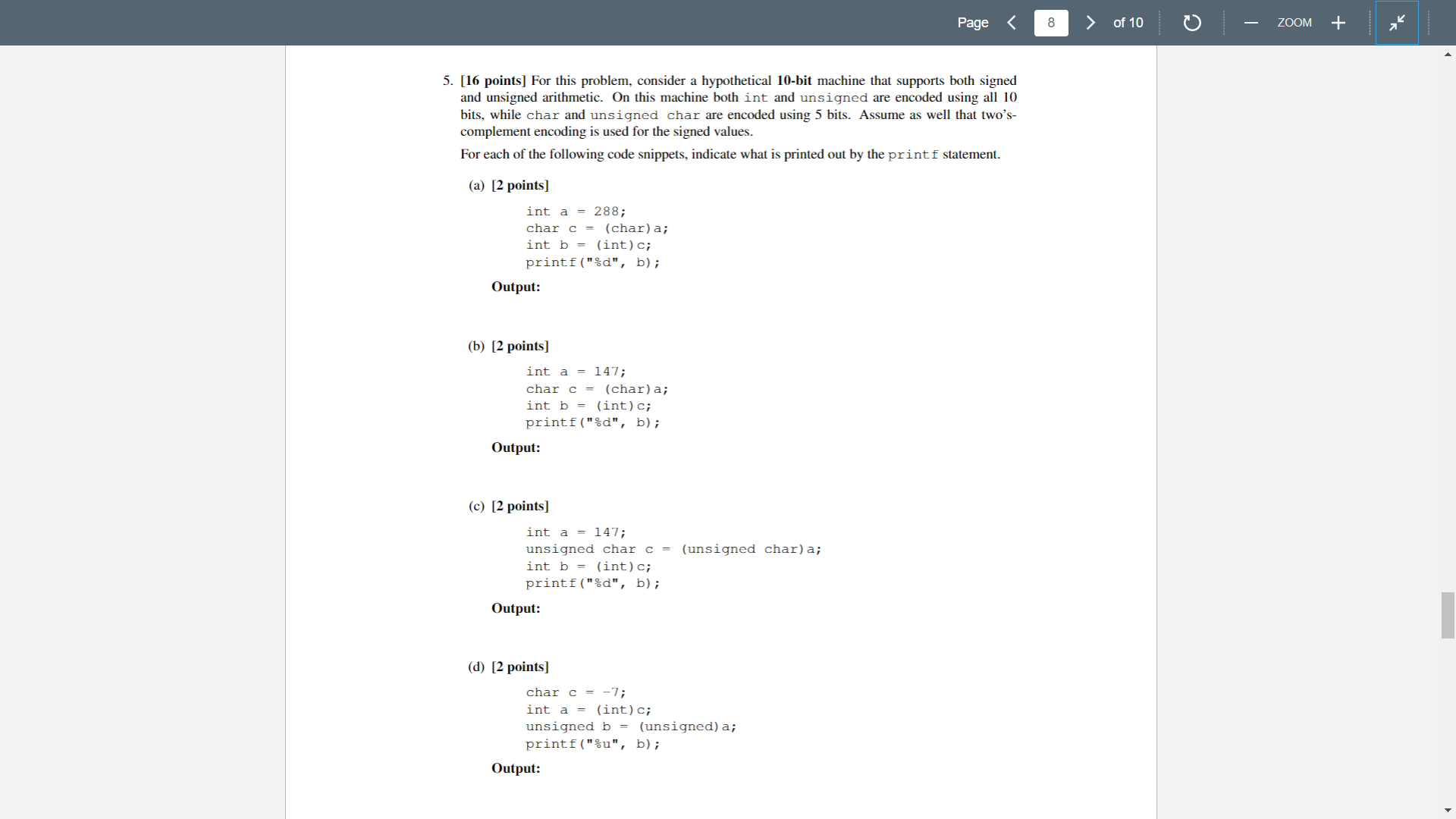 Solved 5. [16 points] For this problem, consider a | Chegg.com