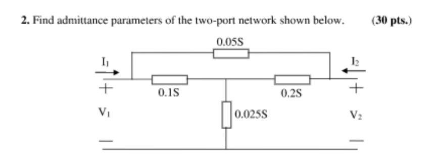 Solved 2. Find admittance parameters of the two-port network | Chegg.com
