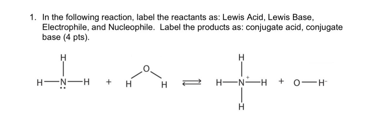 Solved 1. In the following reaction, label the reactants as: | Chegg.com