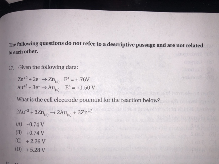 Solved The following questions do not refer to a descriptive | Chegg.com