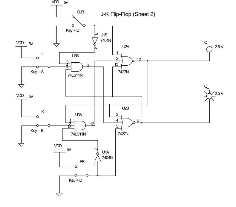 VOD 5V ALR J-K Flip-Flop (Sheet 2) Key=C U1B 7404N | Chegg.com