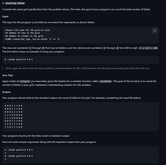 Solved 2. Counting Blobs Consider the same grid | Chegg.com