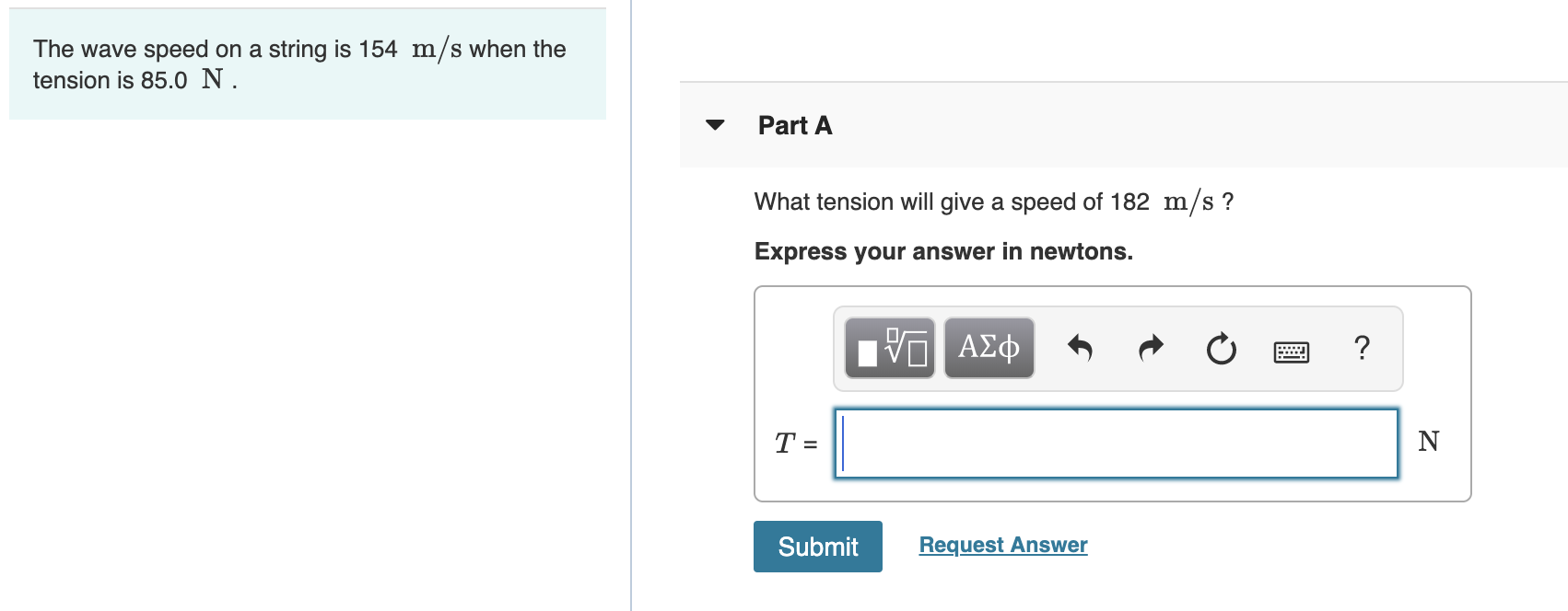 Solved The wave speed on a string is 154 m/s when the | Chegg.com