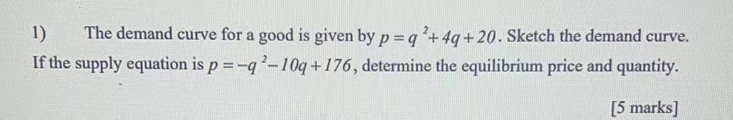 Solved 1) The demand curve for a good is given by | Chegg.com
