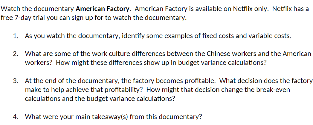 Watch the documentary American Factory. American | Chegg.com