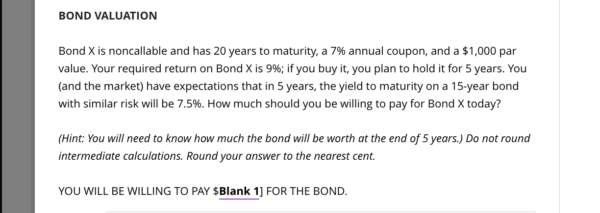 Solved BOND VALUATION Bond X is noncallable and has 20 years | Chegg.com