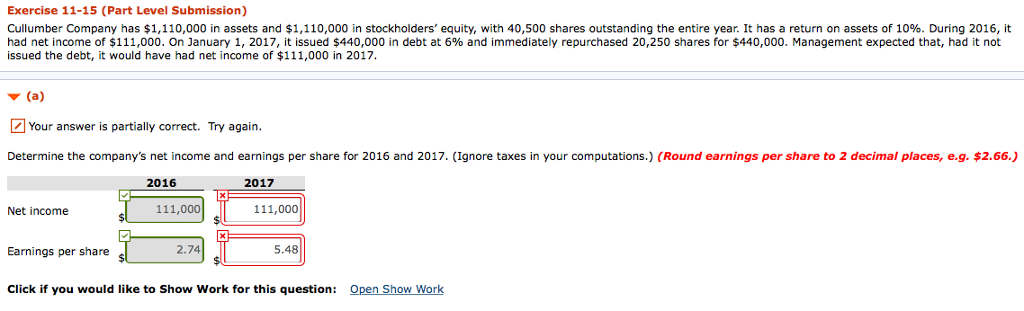Solved Exercise 11-15 (Part Level Submission) Cullum ber | Chegg.com