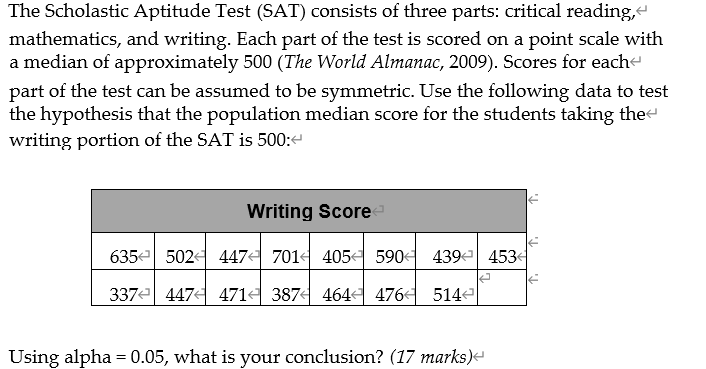 Solved The Scholastic Aptitude Test (SAT) consists of three | Chegg.com