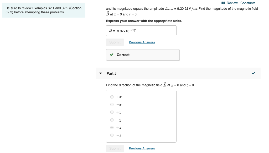 Solved n Review | Constants Be sure to review Examples 32.1 | Chegg.com