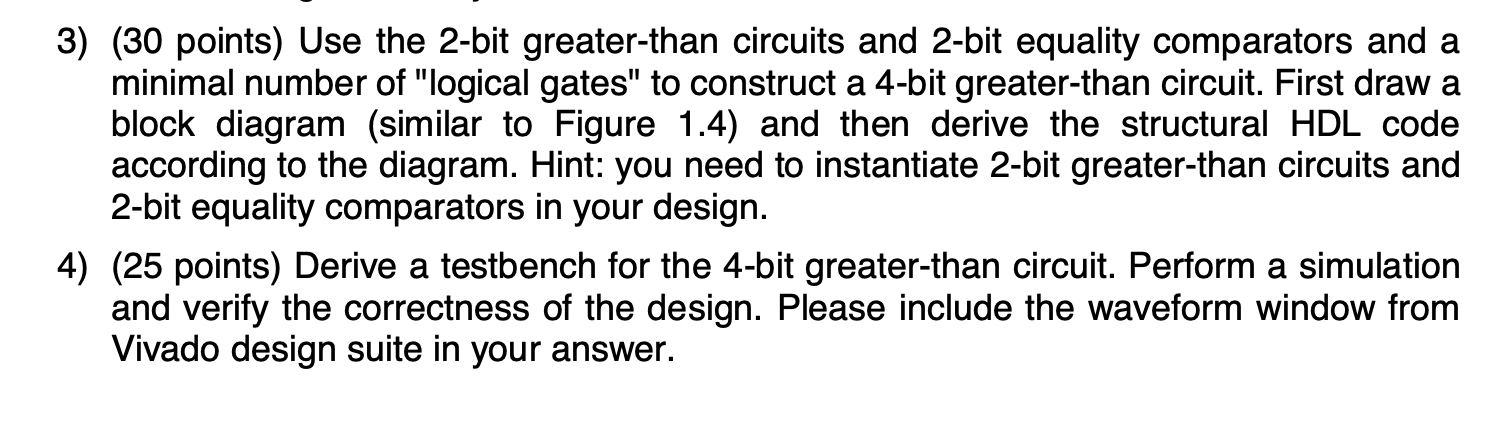 Solved 3 30 Points Use The 2 Bit Greater Than Circuits