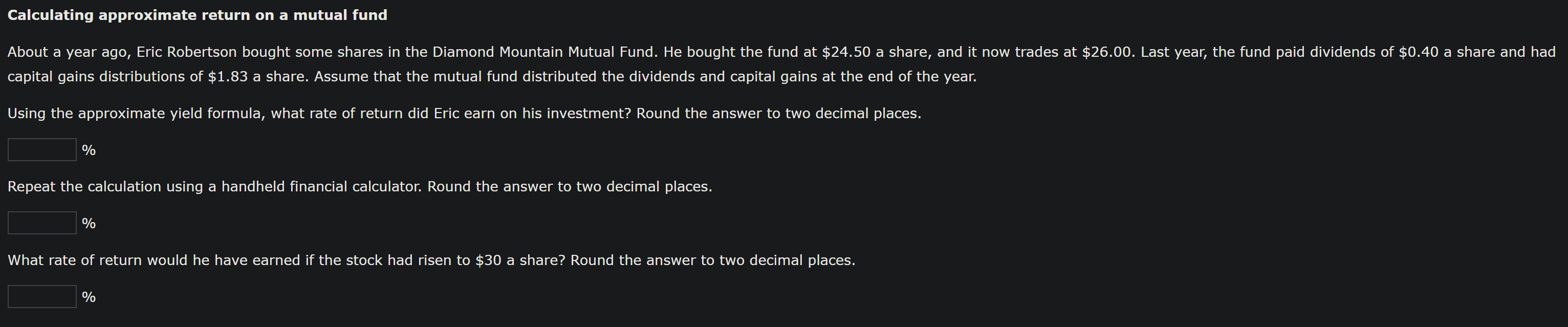 Solved Calculating approximate return on a mutual fund | Chegg.com