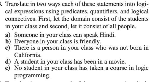 Solved Translate in two ways each of these statements into | Chegg.com