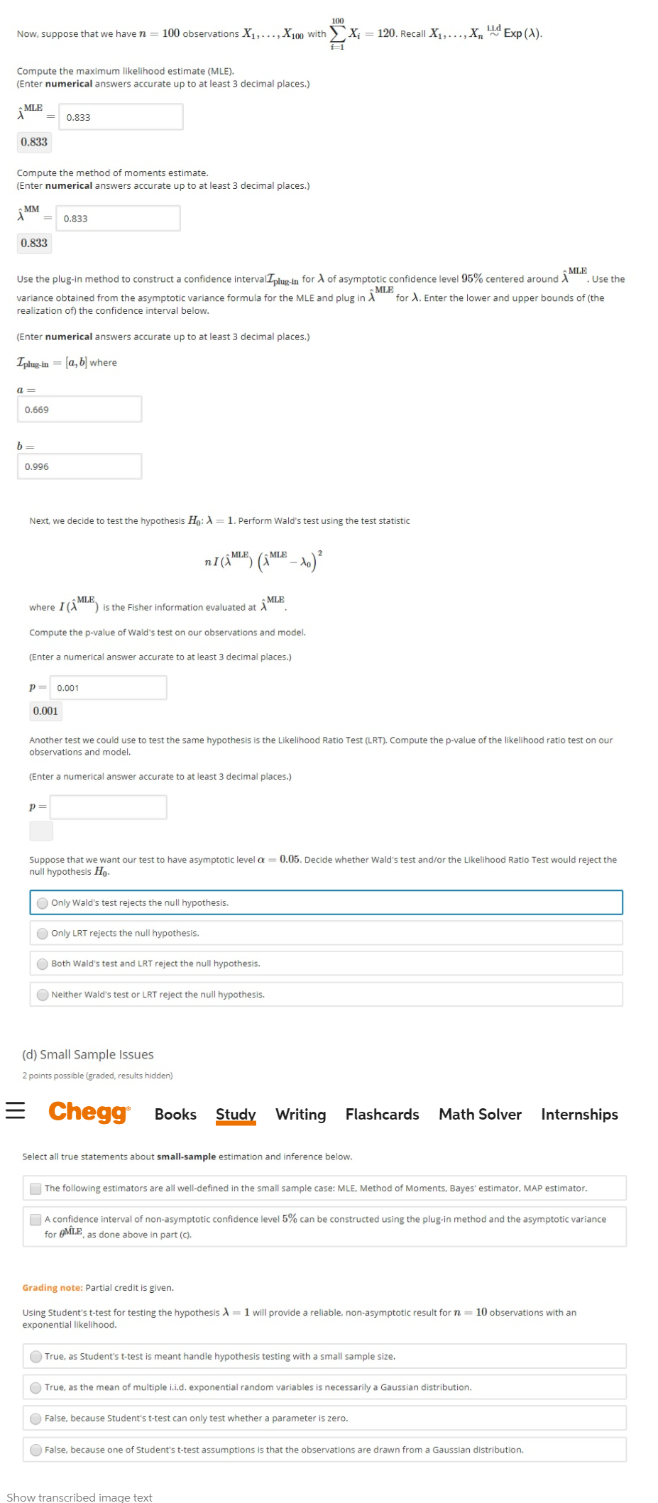 Solved 100 Now, suppose that we have n = 100 observations | Chegg.com