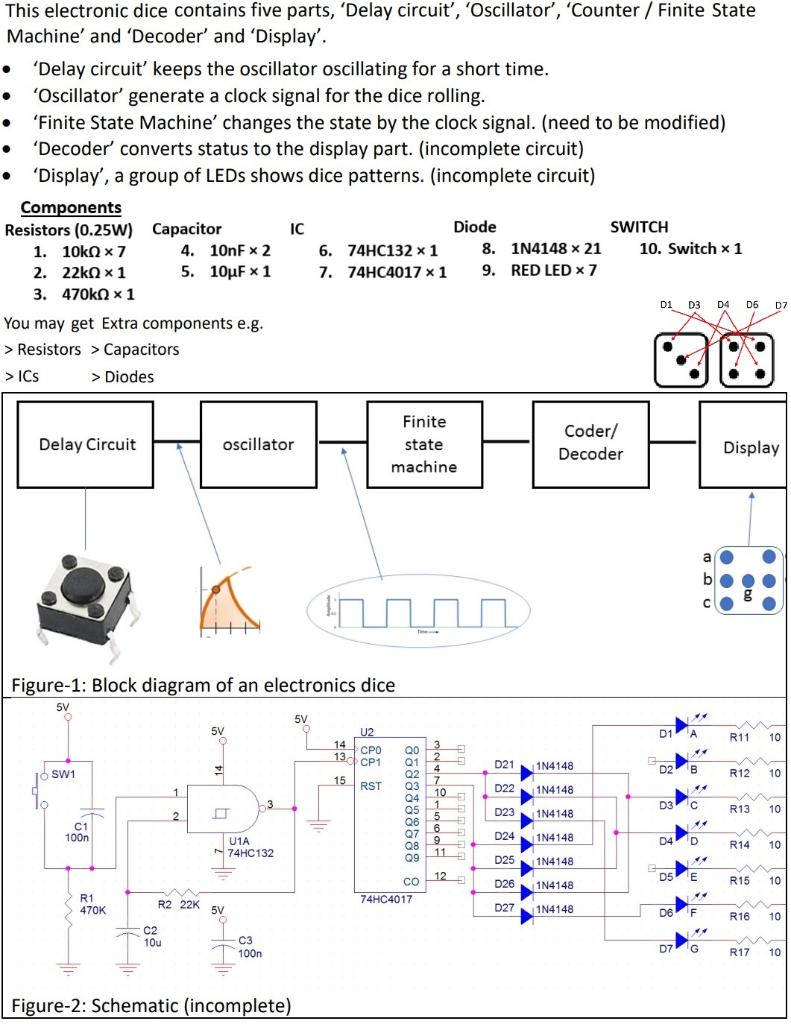 This electronic dice contains five parts, 'Delay | Chegg.com