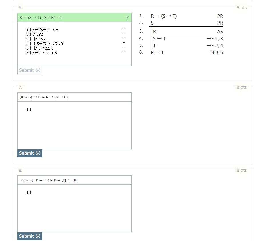 Solved (A∧B)→C⊢A→(B→C) 1∣ | Chegg.com