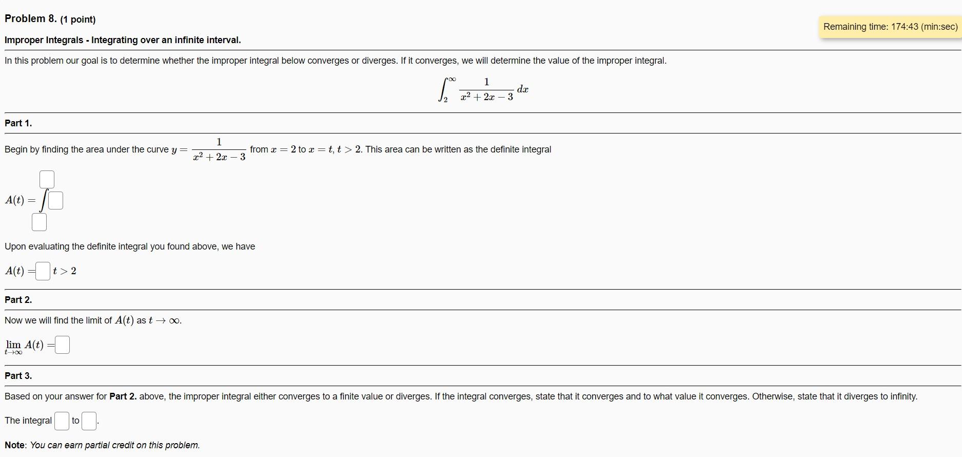 Solved Problem 8. (1 point) Remaining time: 174:43 (min:sec) | Chegg.com