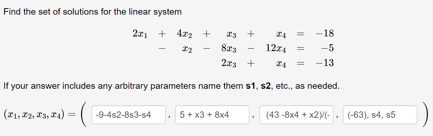 Solved Find the set of solutions for the linear system | Chegg.com