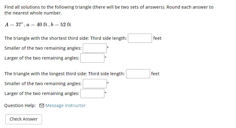 Solved Find all solutions to the following triangle (there | Chegg.com