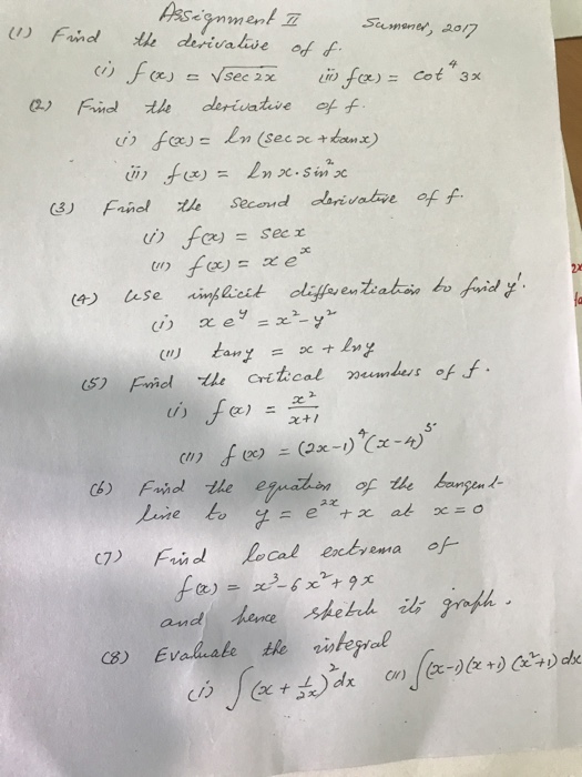 Solved Find The Derivative Of F I F X Squareroot Sex