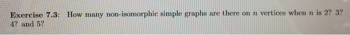 Solved Exercise 7.3: How many non-isomorphic simple graphs | Chegg.com