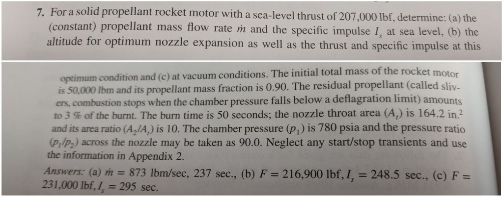Solved 7. For a solid propellant rocket motor with a | Chegg.com