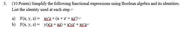 Solved 3. (10 Points) Simplify the following functional | Chegg.com
