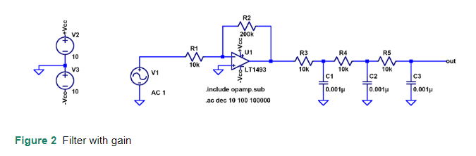 Solved The filter with a gain stage is shown in Figure 2. | Chegg.com