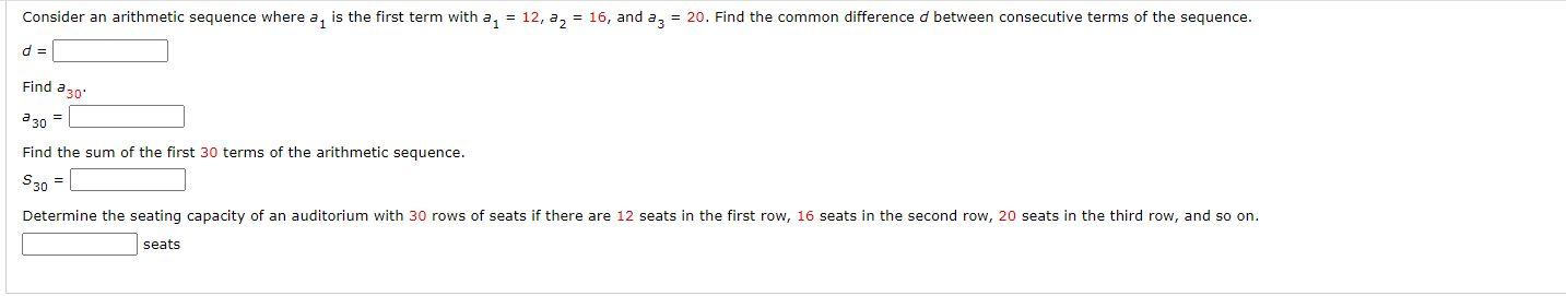 Solved Consider an arithmetic sequence where a1 is the first | Chegg.com