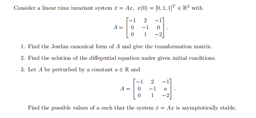 Solved Consider a linear time invariant system | Chegg.com